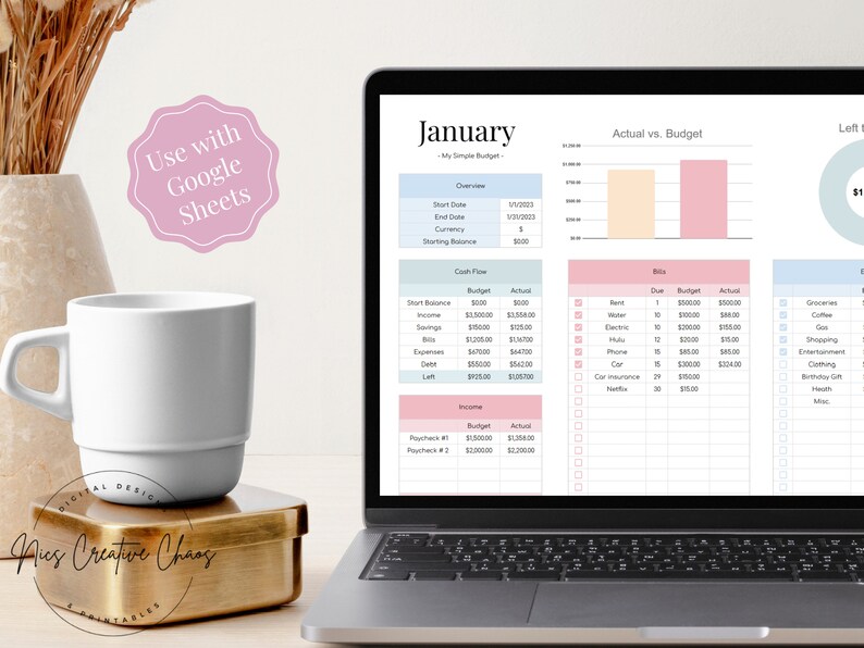 Google Sheets Budget Spreadsheet Template, Simple Budget Tracker ...