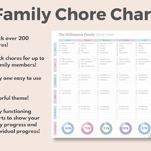 Family Chore Chart Google Sheets, Digital Chore Checklist Spreadsheet ...