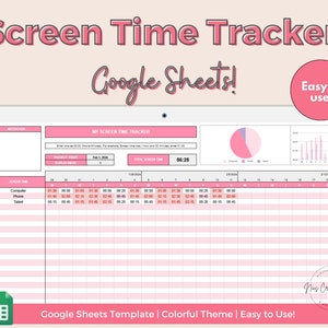 Screen Time Tracker Spreadsheet, Google Sheets Screen Time Management ...
