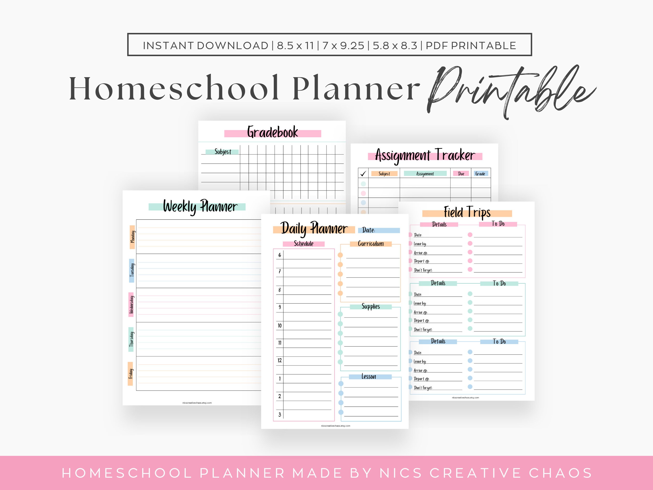 Printable Homeschool Planner, Teacher Planner, Digital Lesson Plan ...