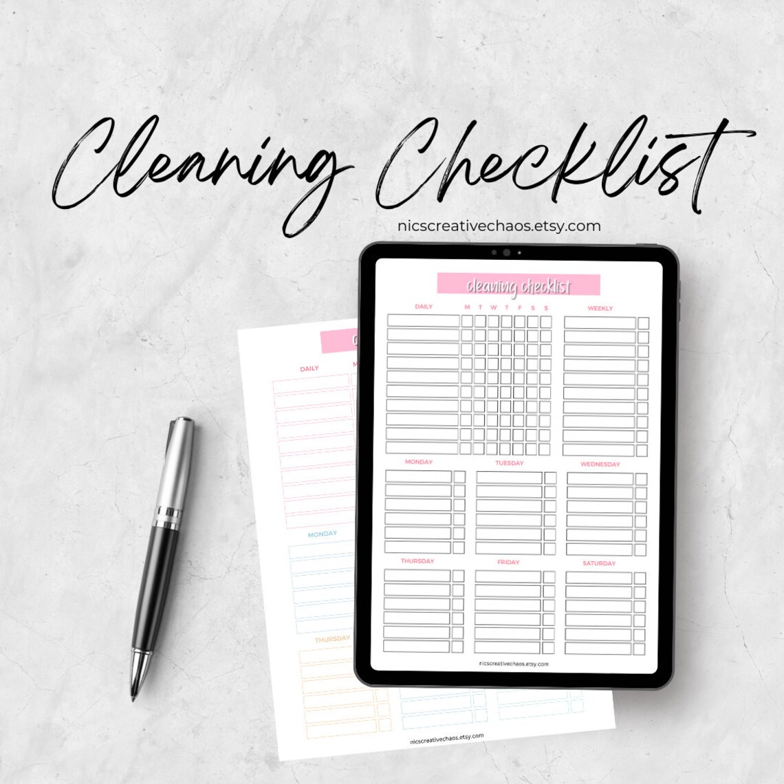 Printable Daily Cleaning Checklist Template, Blank Cleaning Checklist ...
