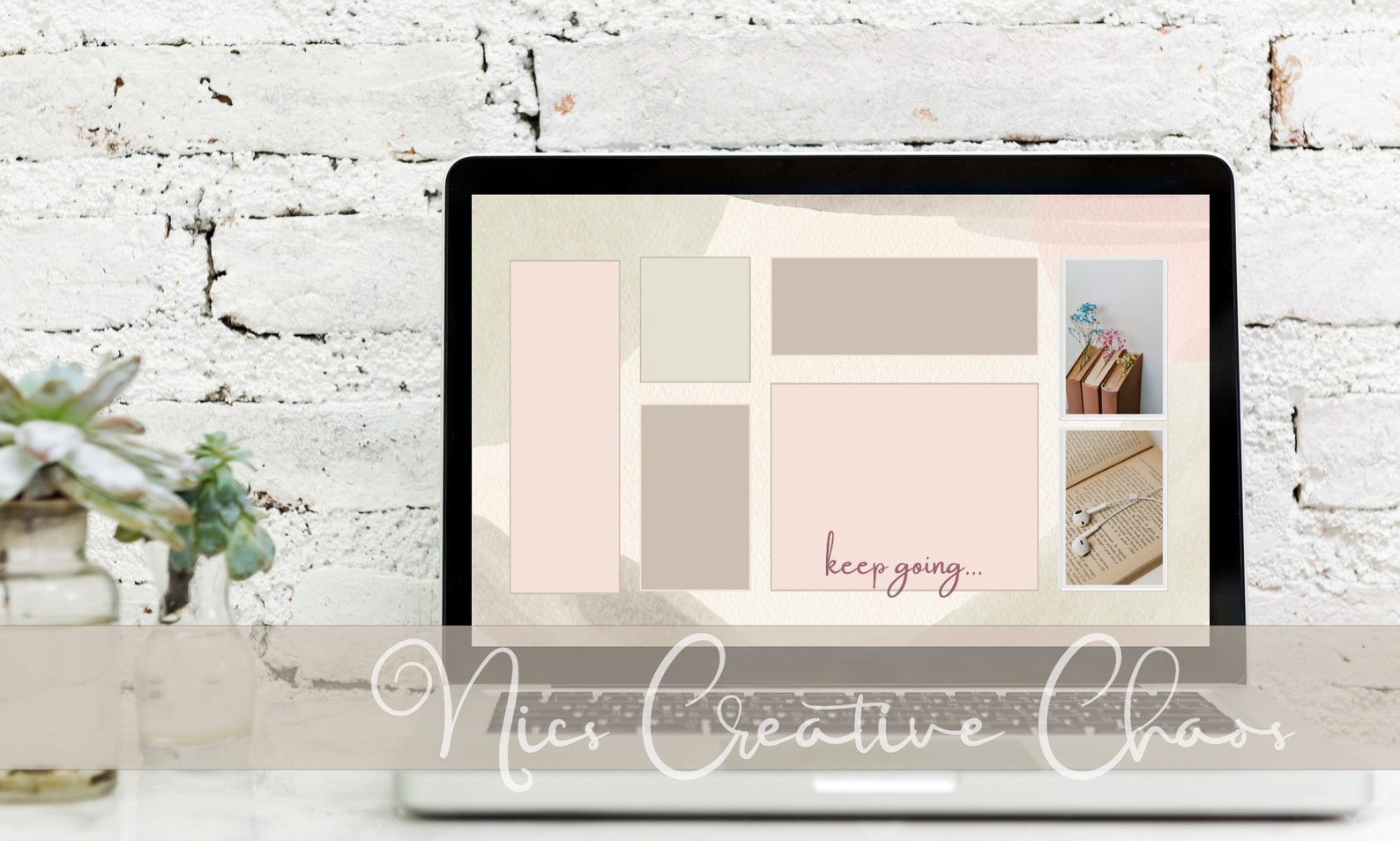 Aesthetic Desktop Organizer Wallpaper, Neutral Computer Background ...