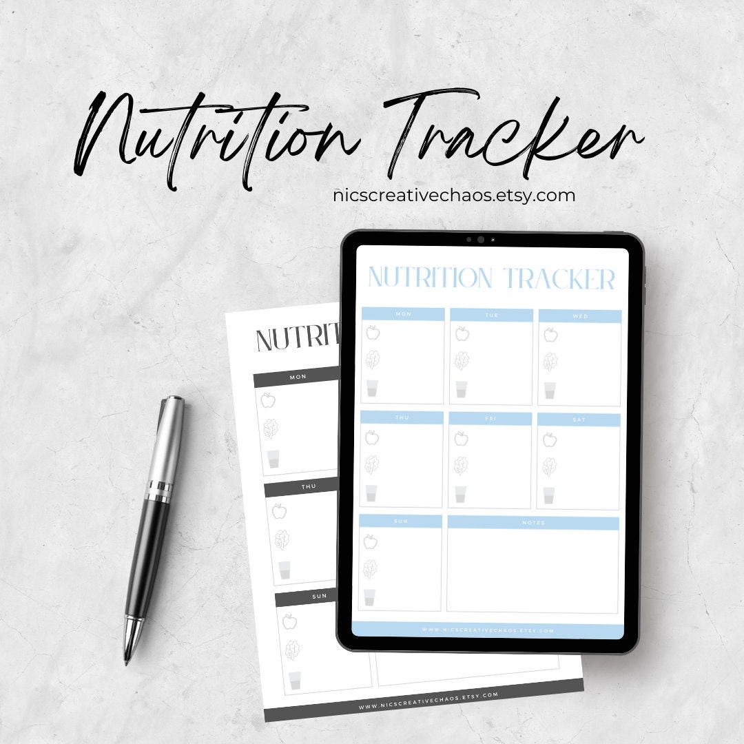 Nutrition Tracker Printable Template, Food & Water Intake Log, Health ...
