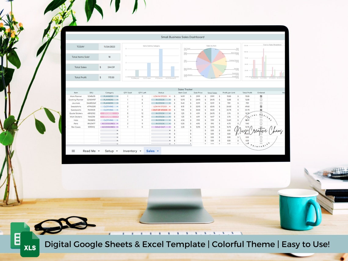 Sales Tracker Spreadsheet, Google Sheets & Excel Templates, Small ...