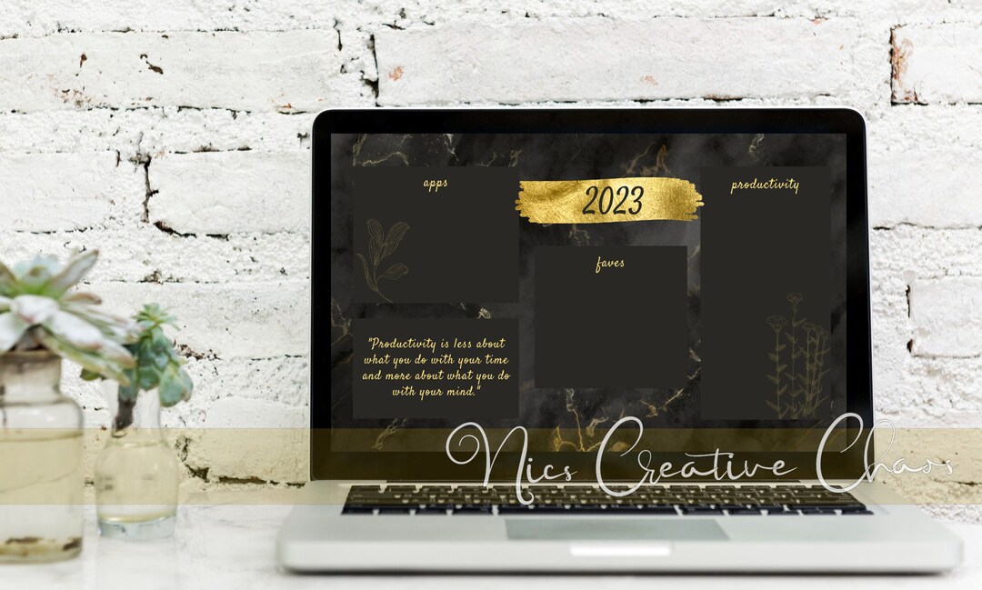 Gold Black Wallpaper Desktop Organizer iPad Background With Quote ...