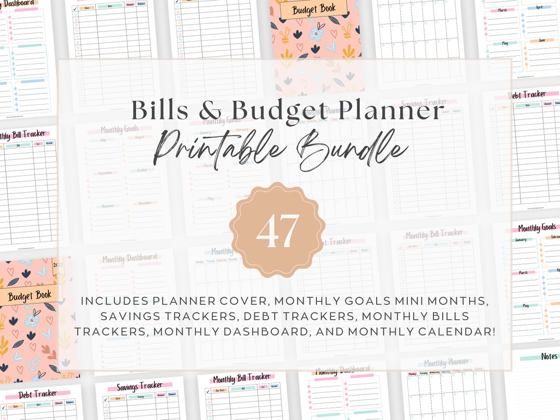BUNDLE Printable Budget Planner Bills & Savings Trackers - Etsy