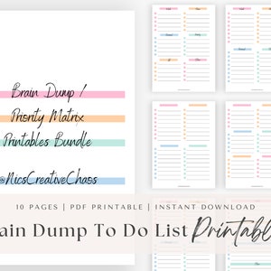 BUNDLE Checklists Printables, to Do Lists Printable, Brain Dump ...