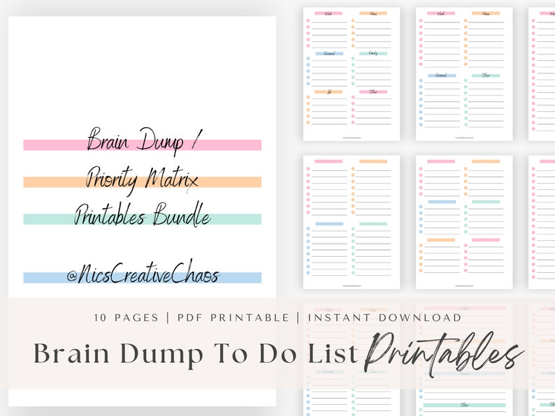 BUNDLE Checklists Printables to Do Lists Printable, Brain Dump ...