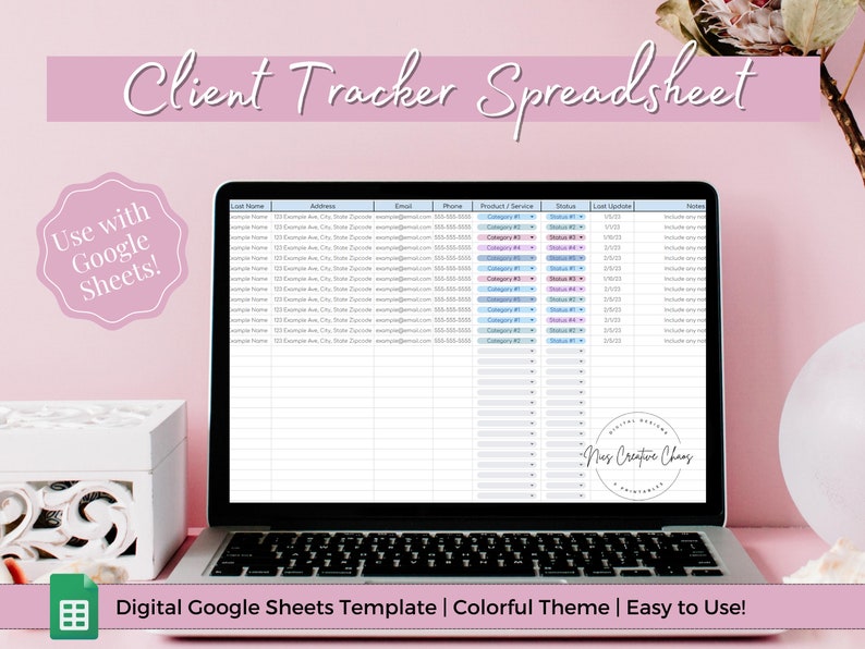 Client Tracker Spreadsheet, Google Sheets Client Log, Client List ...