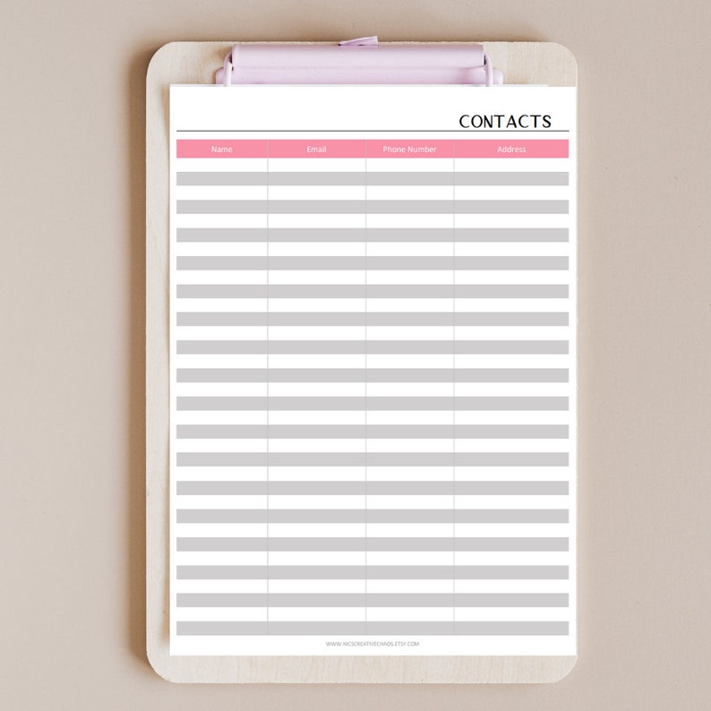 Contacts Tracker Planner Printable, Phone Number Tracker, Address Book ...