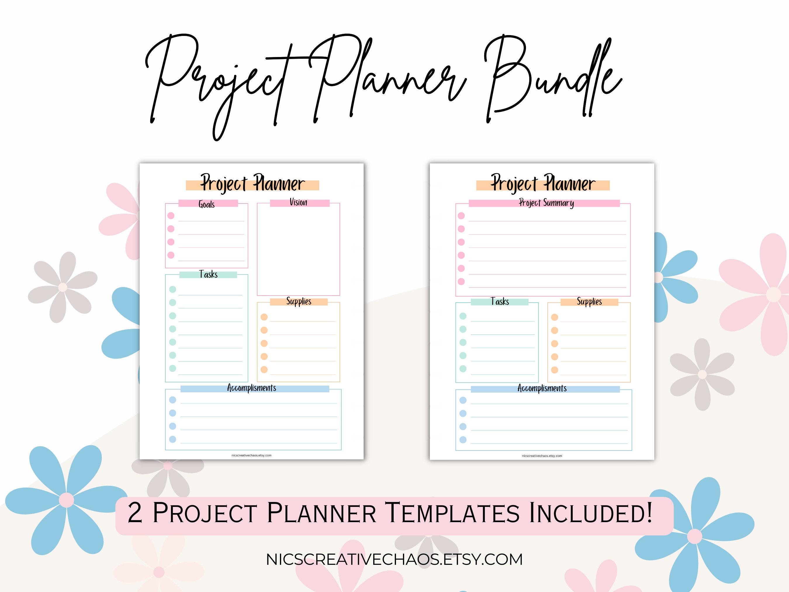 Project Planner Printable Template, Goals Planner, Printable Project ...