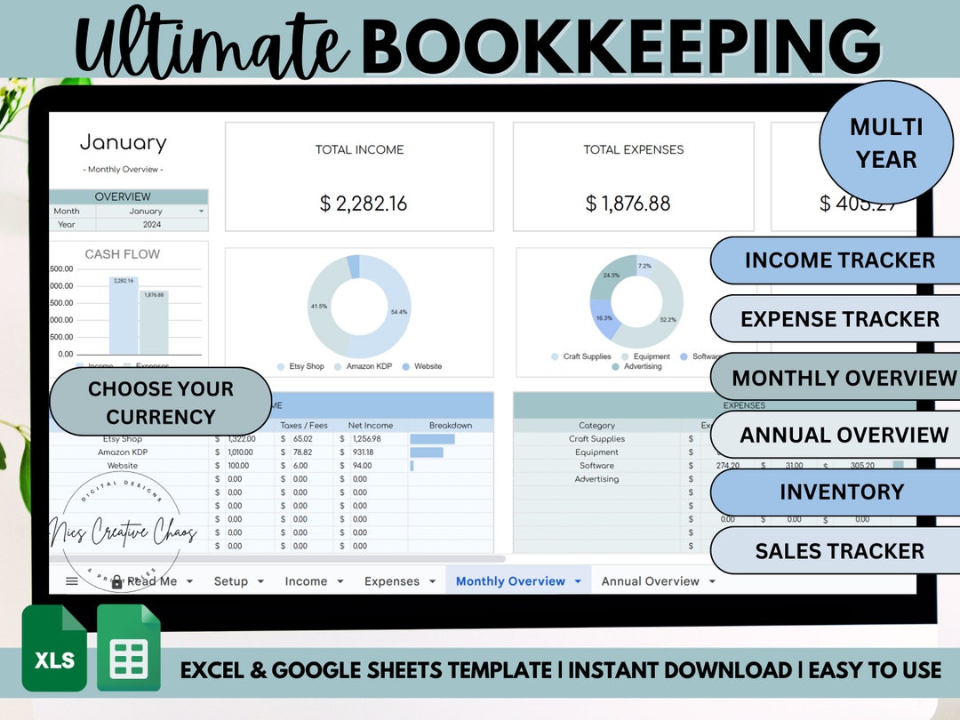 Ultimate Bookkeeping Spreadsheet, Google Sheets & Excel Templates ...