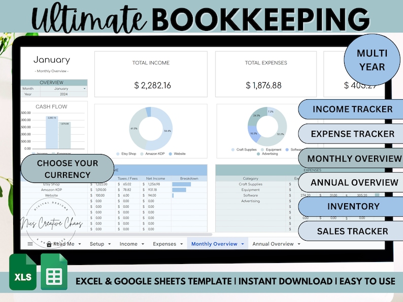 Ultimate Bookkeeping Spreadsheet, Google Sheets & Excel Templates ...