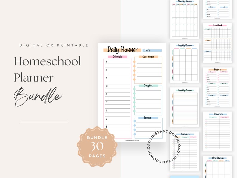 Printable Homeschool Planner Bundle Teacher Planner Lesson - Etsy