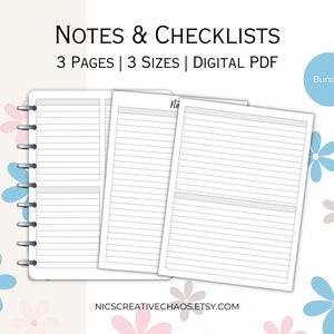 Notes & Checklists Planner Printable Bundle, to Do Lists Printable ...
