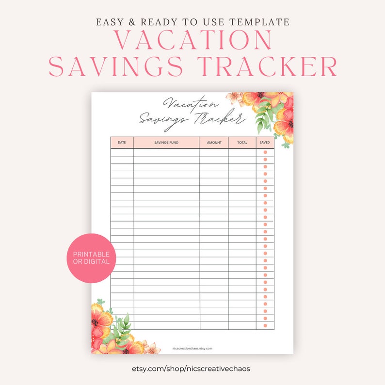 Printable Savings Tracker Printable Budget Sheet Savings - Etsy
