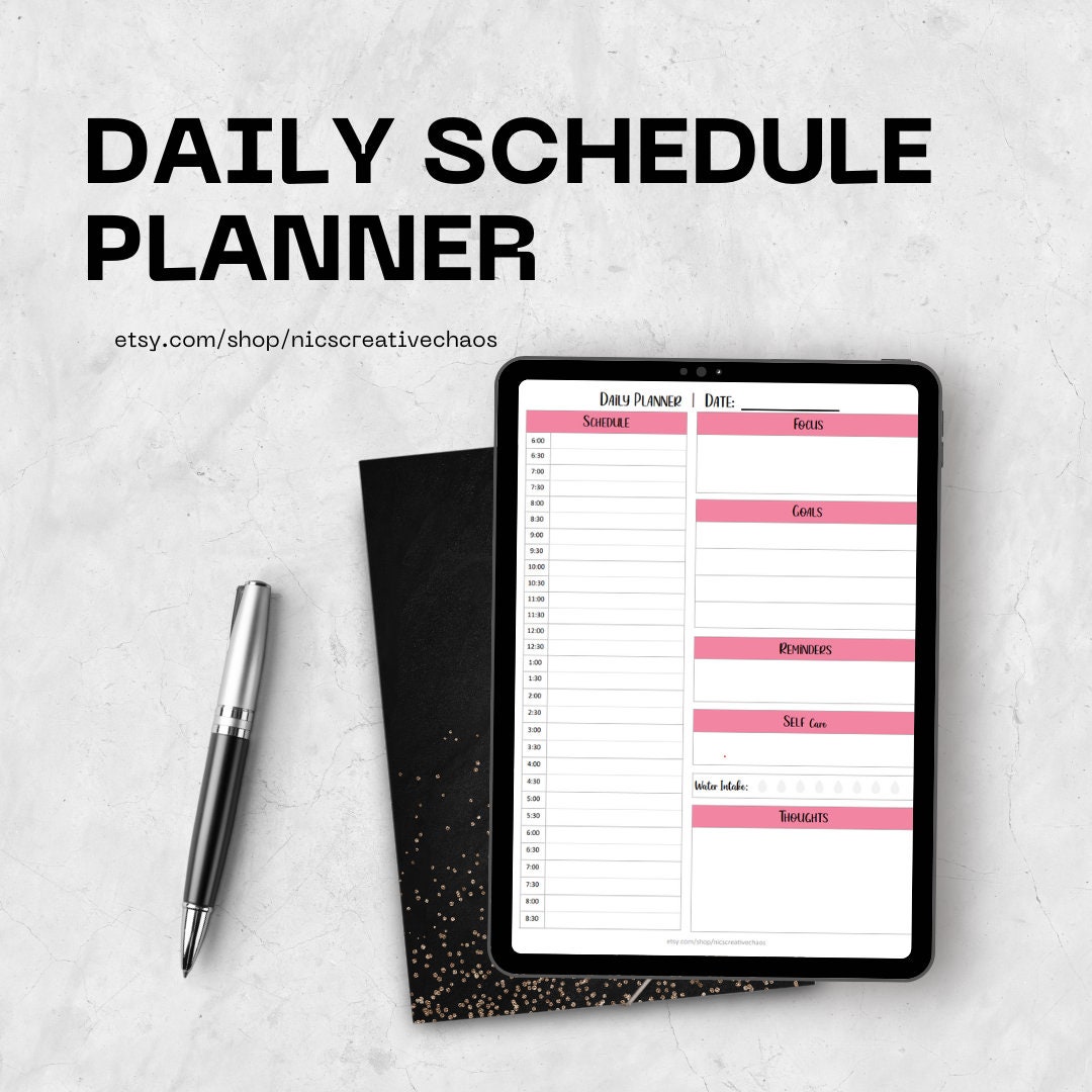Daily Schedule Planner Printable | Undated Daily Planner | Focus, Water ...