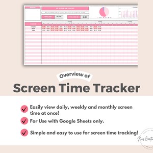 Screen Time Tracker Spreadsheet, Google Sheets Screen Time Management ...