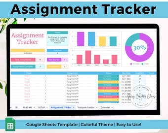 Google Sheets Assignment Tracker Spreadsheet Template, College ...