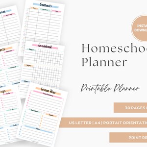 Printable Homeschool Planner Bundle, Teacher Planner Pages, Lesson ...