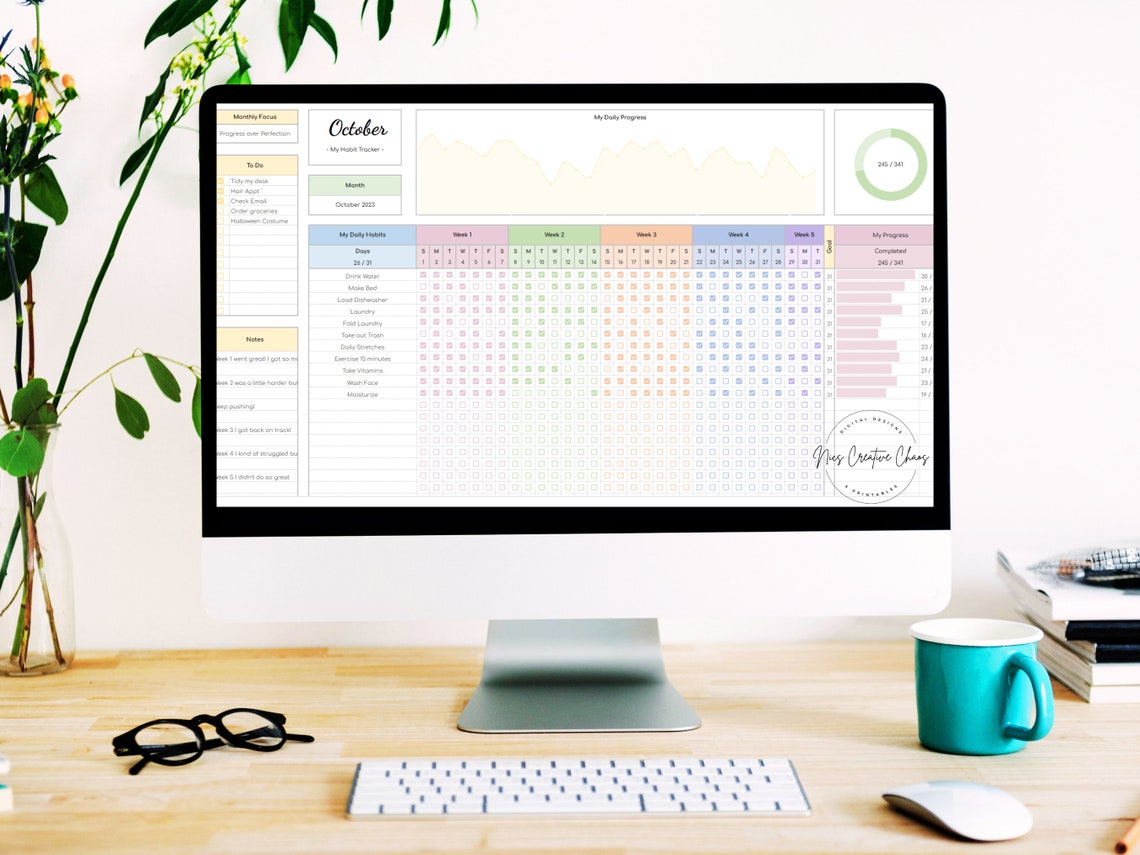 Habit Tracker Spreadsheet Google Sheets Template, Daily to Do List ...