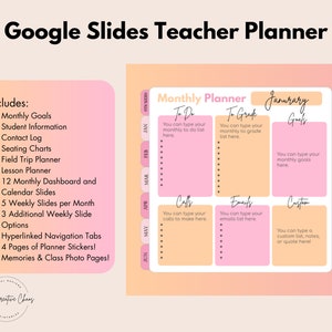 Digital Teacher Planner Google Slides, Class Roster, Lesson Plan, Field ...