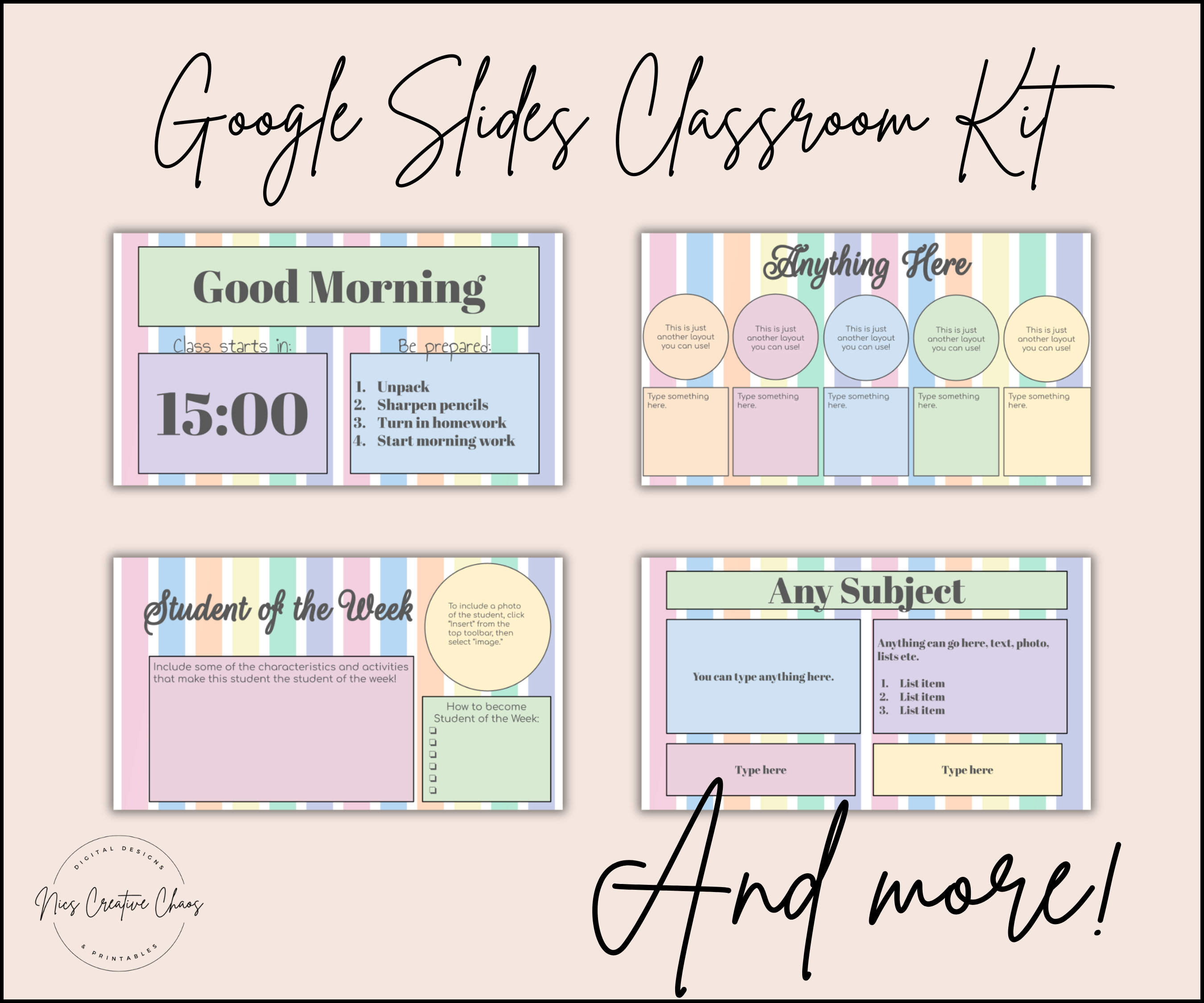 Google Slides Teacher Slideshow Templates, 28 Slide Classroom Bundle ...