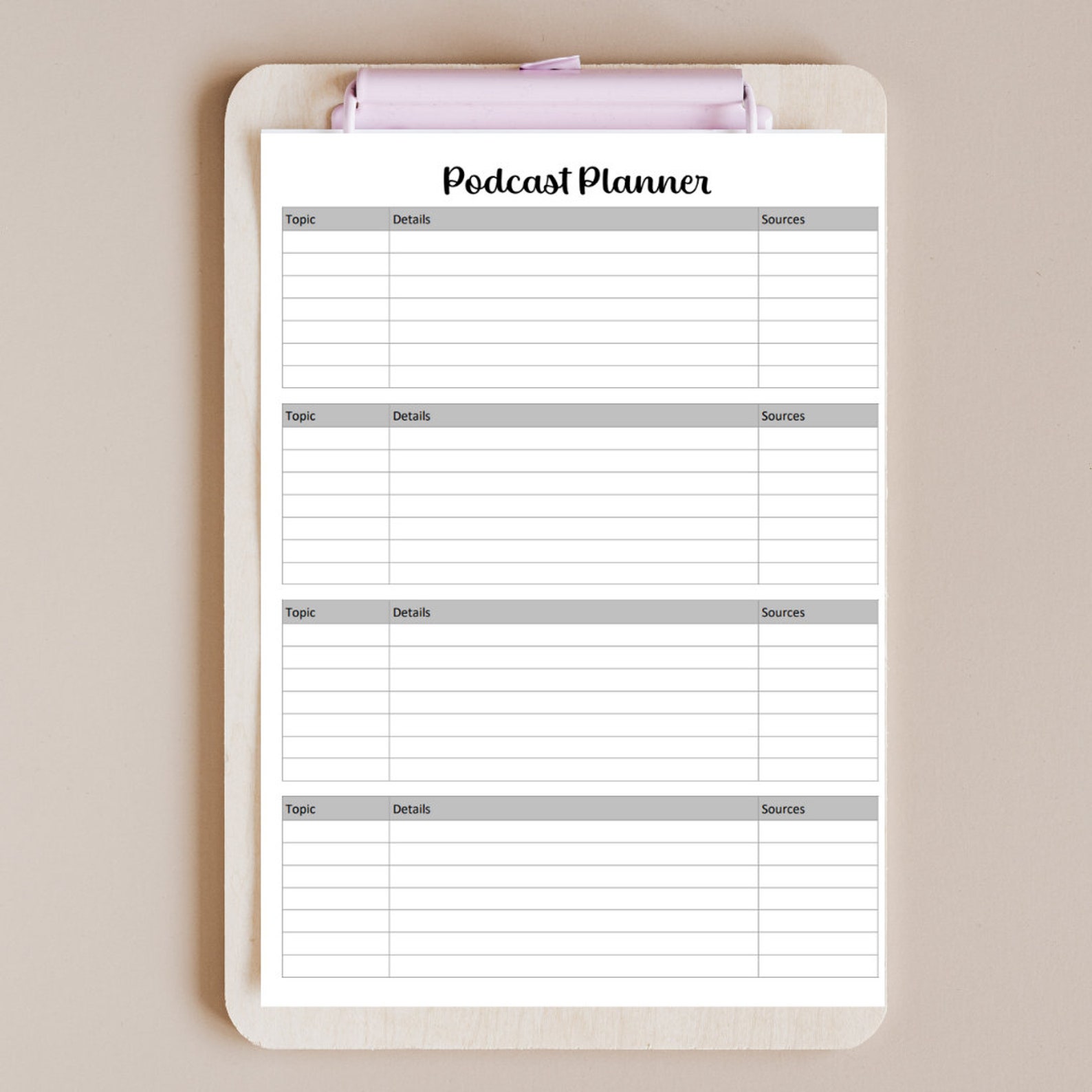 Printable Podcast Planner Template, Podcast Printable, Podcast Summary ...