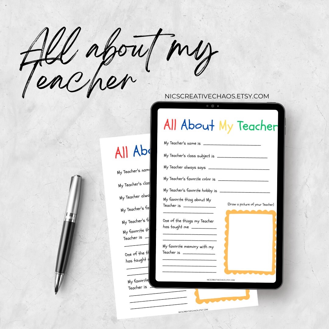 All About My Teacher Classroom Printable Template Homeschool Activity ...