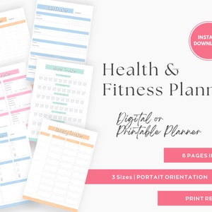 Health & Fitness Planner Printable Tracker Templates, Nutrition, Food ...