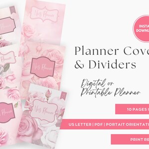 EDITABLE Planner Covers Bundle, Printable or Digital, Roses, Printable ...