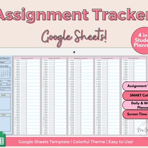 Google Sheets Assignment Tracker Spreadsheet, Track College Assignments ...