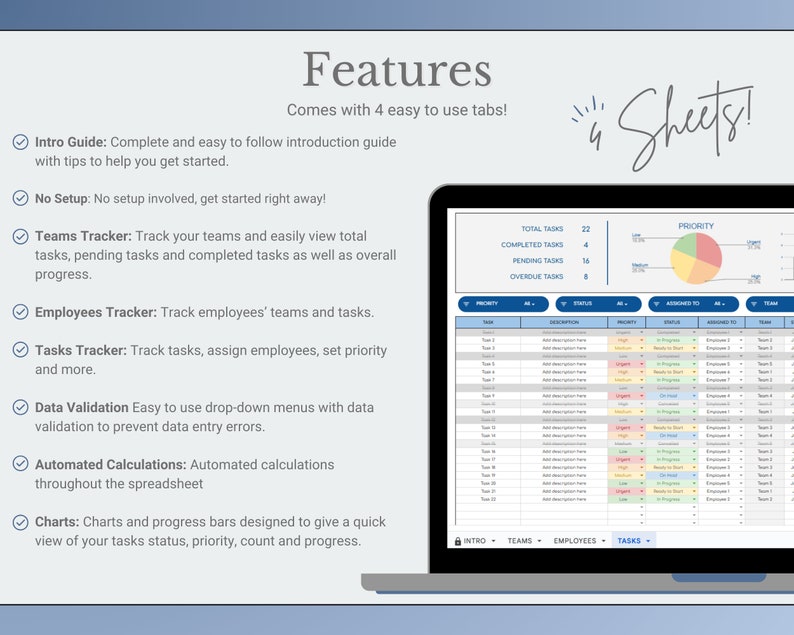 Teams Task Tracker Spreadsheet Google Sheets Template, Teams Task ...