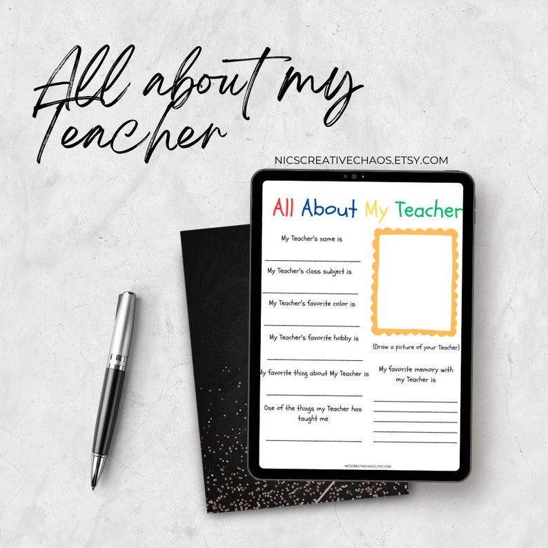 All About My Teacher Page, Classroom Printable Template, Kids Activity ...