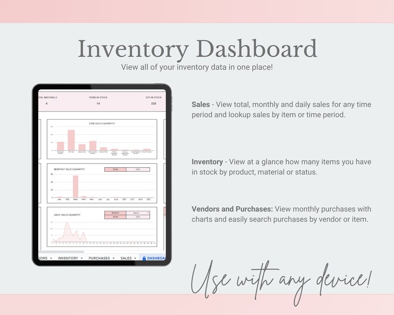 Inventory Management & Sales Tracker Spreadsheet, Google Sheets ...