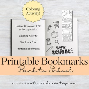 Printable Bookmarks | Back to School Series | Coloring Bookmarks, Black ...