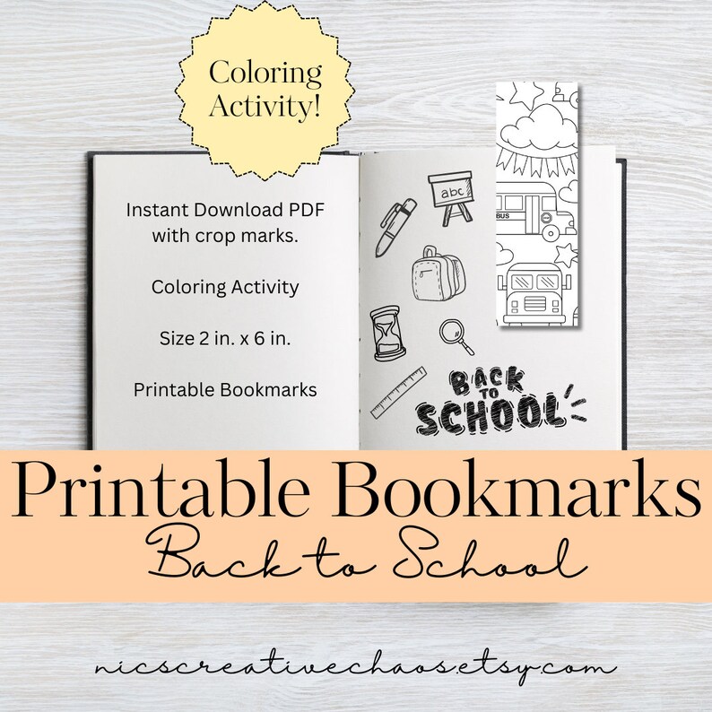 Printable Bookmarks | Back to School Series | Coloring Bookmarks, Black ...