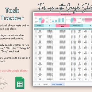 Task Tracker Google Sheets Spreadsheet, Eisenhower Matrix, To-do List ...