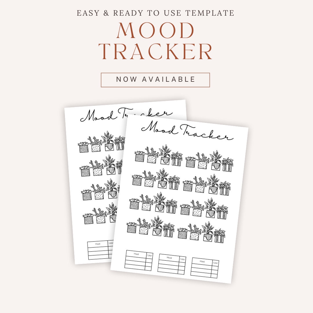 Printable Mood Tracker Log Template Sheet | Black & White Coloring Page ...