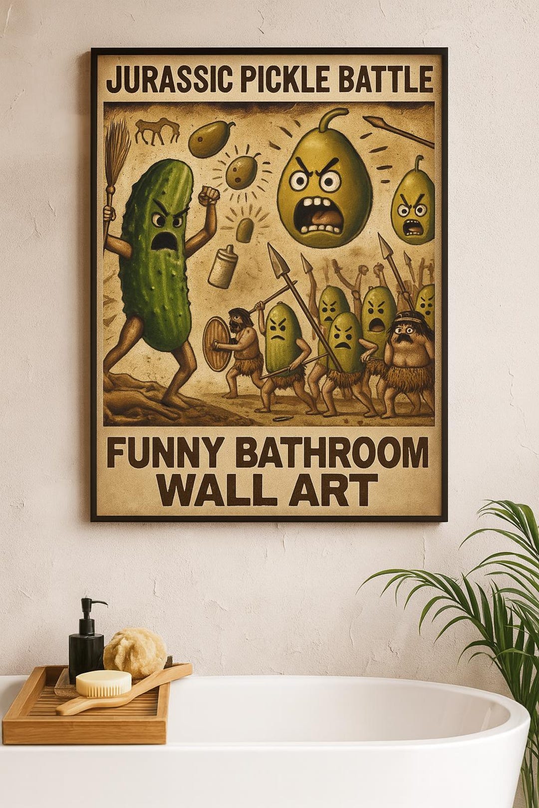 Jurassic Pickle Battle PNG | Funny Angry Pickle Clipart | Caveman Fruit ...
