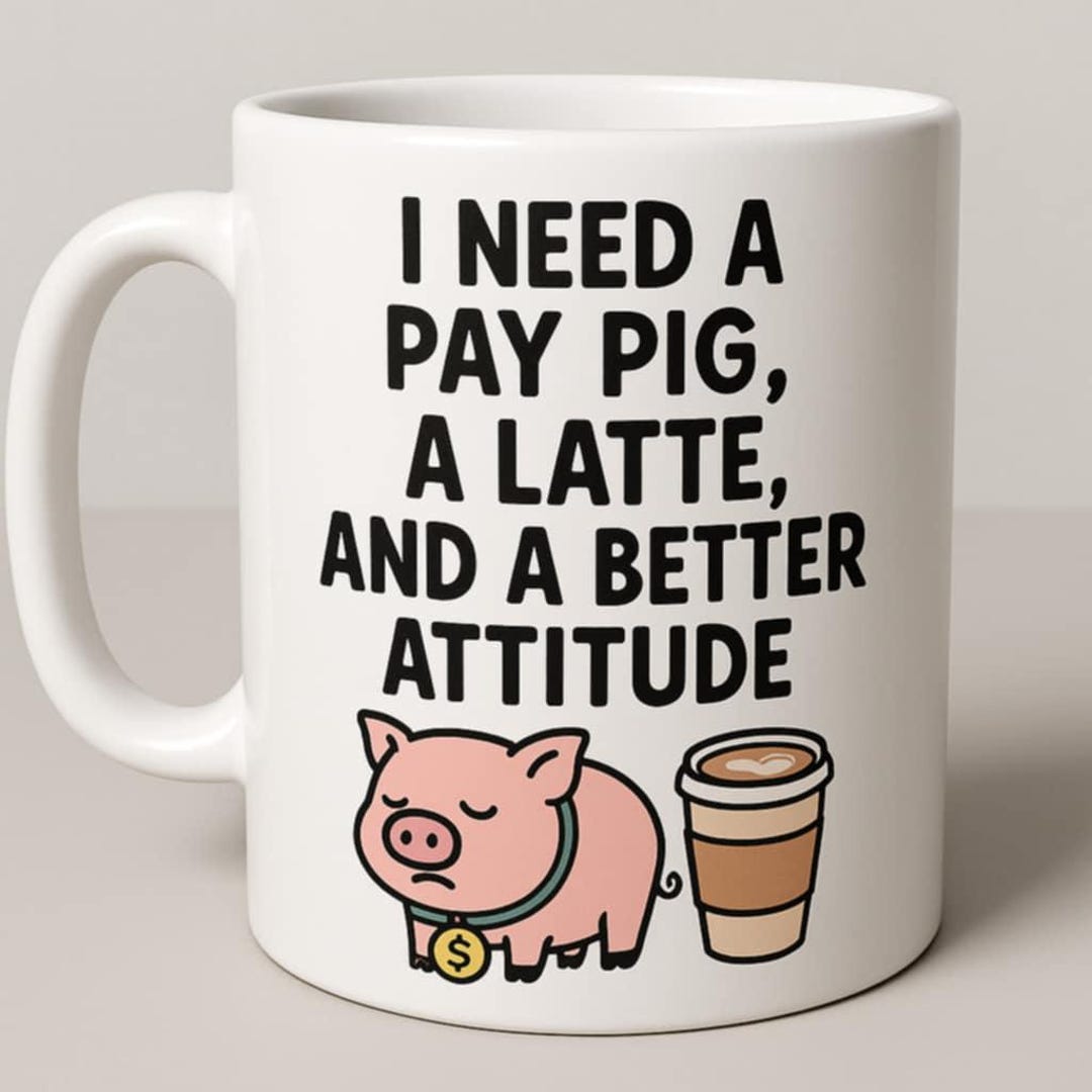 Funny Digital PNG | "i Need a Pay Pig, a Latte, and a Better Attitude ...