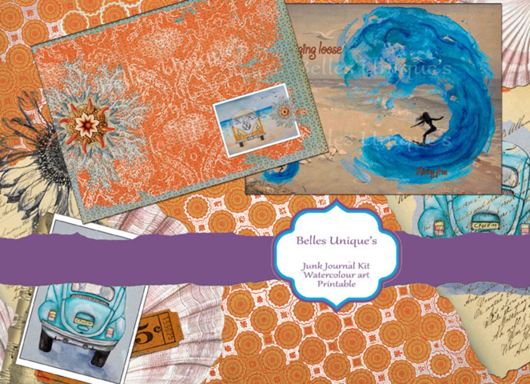 Beach Days With Our VW Volkswagen. Junk Journal Digital Kit Beautiful ...