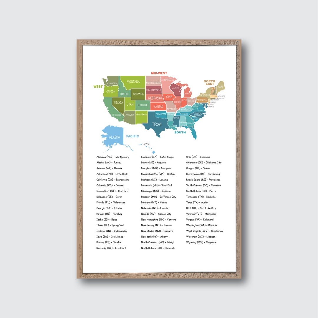 Classroom Posters United States Map Poster US Map Poster US - Etsy