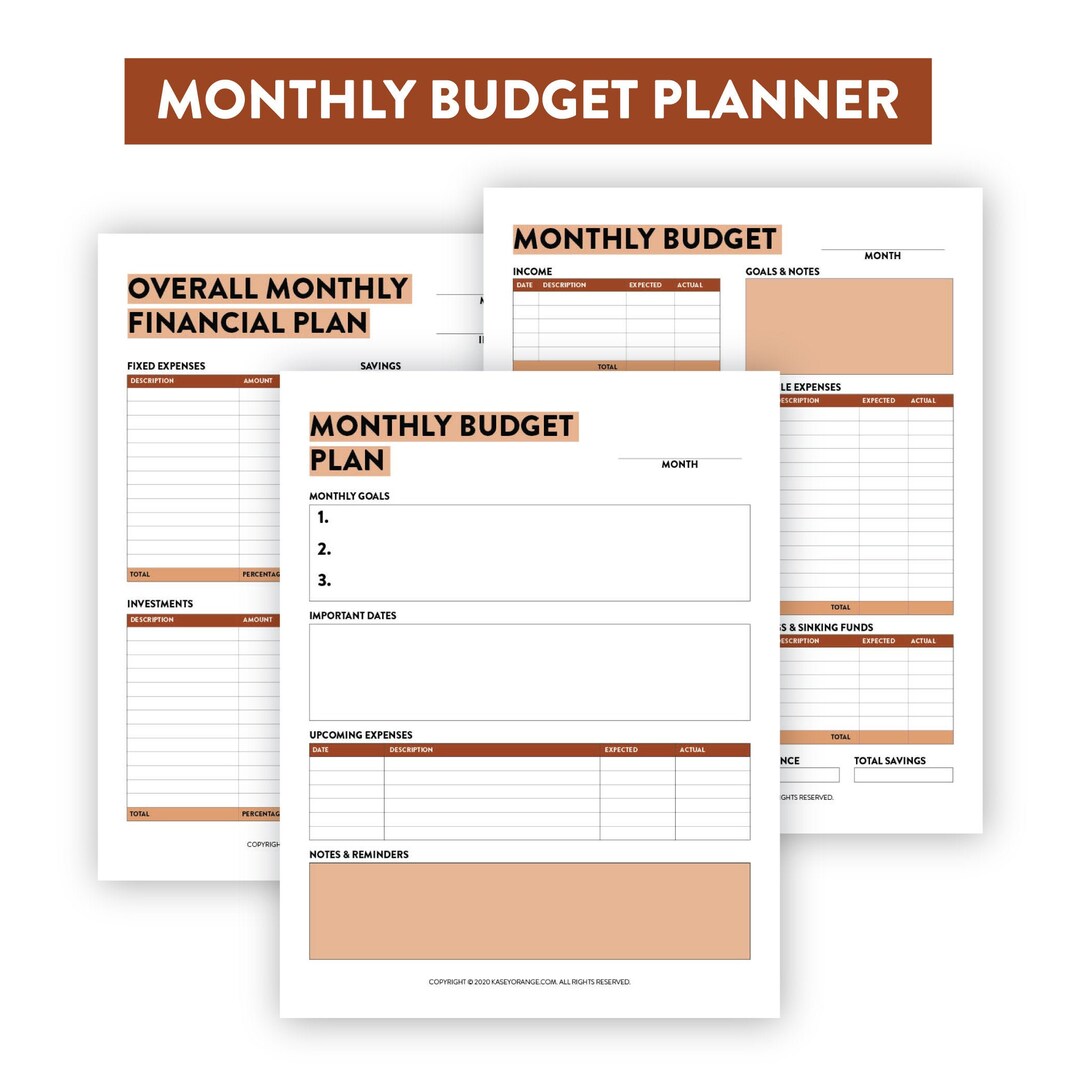 Monthly Budget Planner Printable Instant Digital Download - Etsy Finland