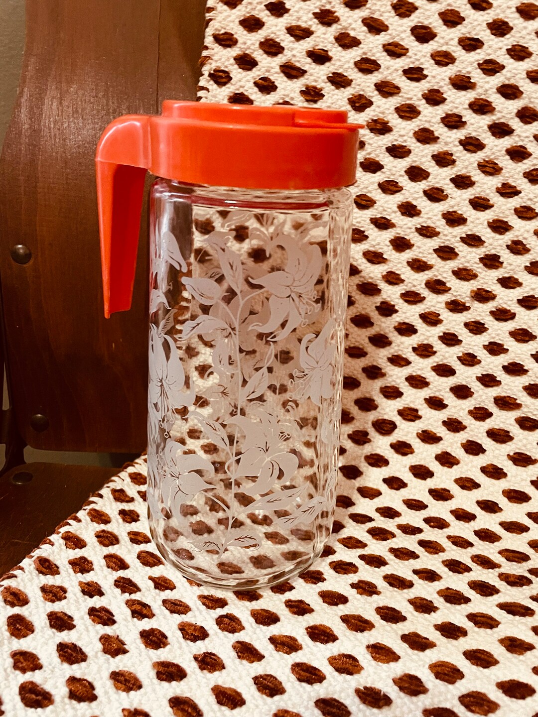 Vintage 1-quart TANG Floral Glass Pitcher - Etsy