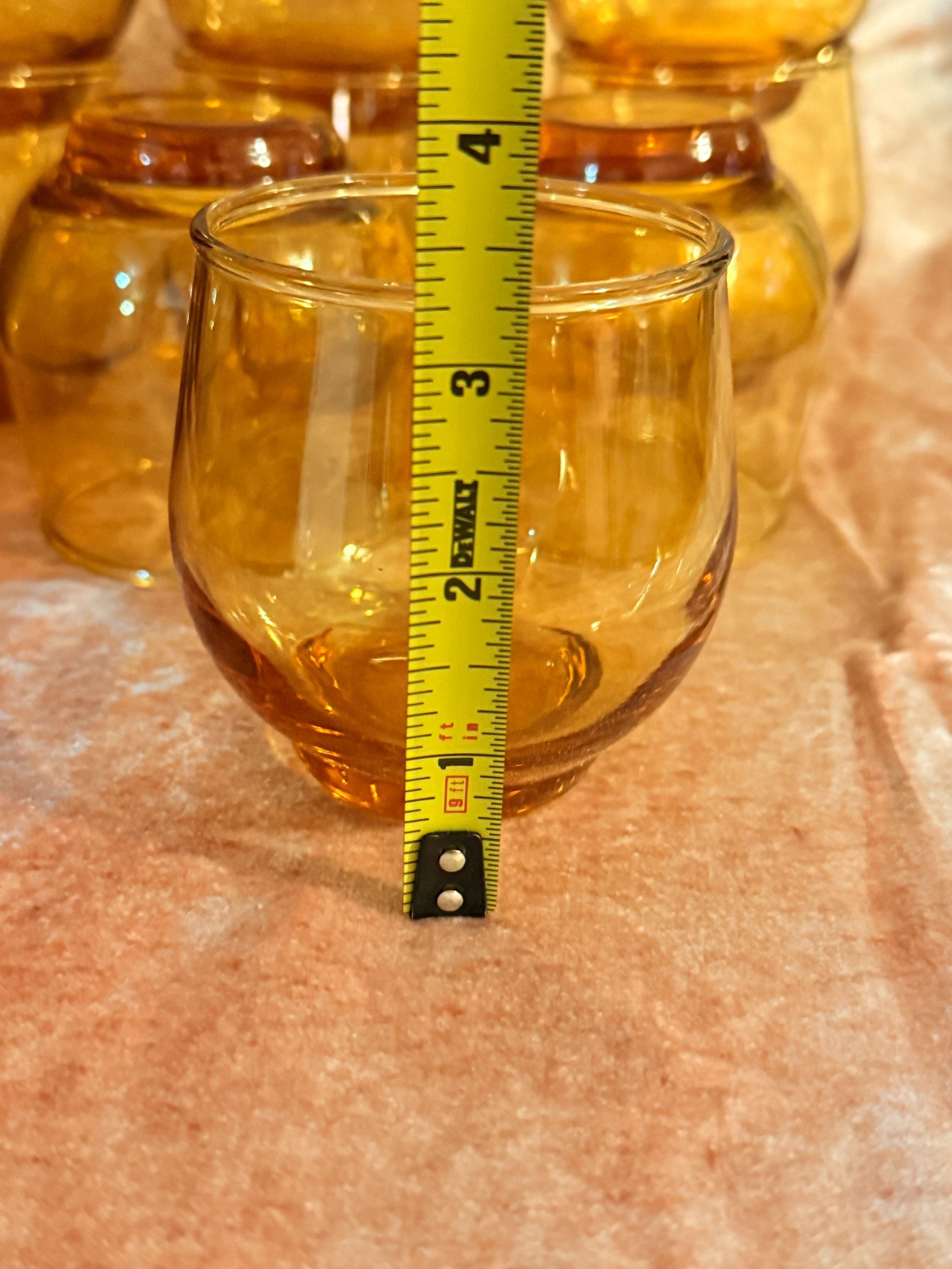 Vintage Short Amber Glass Lowball Style Glasses - Set of 9 - Etsy