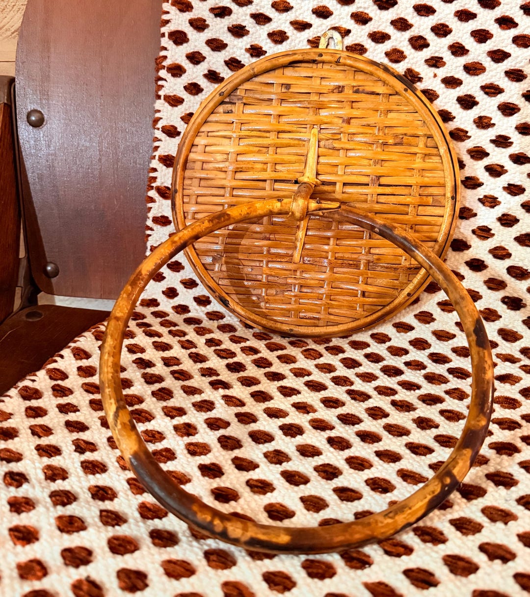 Vintage Wicker/rattan Large Hoop Bathroom Towel Hanger - Etsy