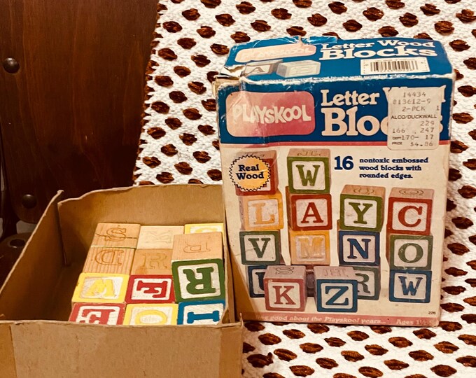 Vintage 1986 Playskool Wooden Alphabet Blocks - Etsy
