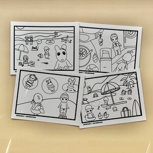 Baby Angel Coloring Pages — Cute Summer Beach Vacay Coloring Cards - Etsy