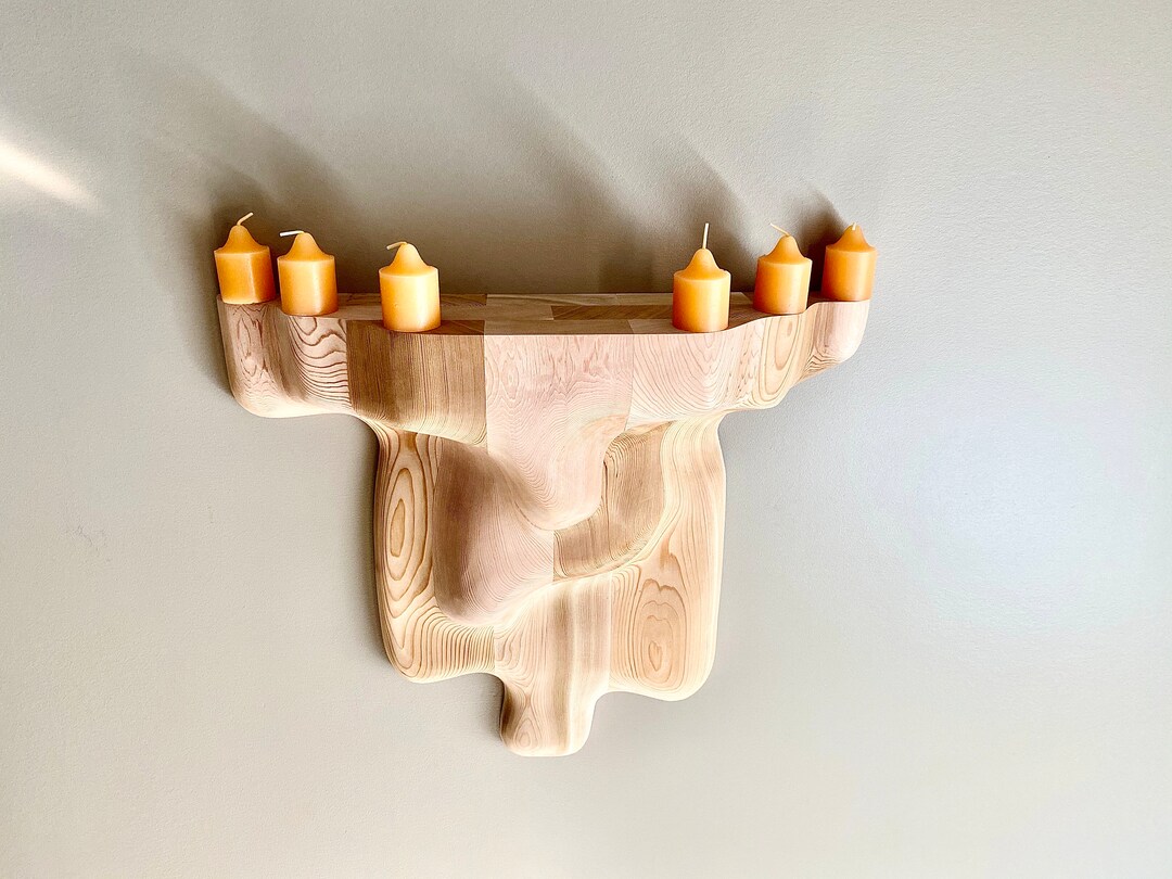 Melting Cedar Shelf | Rustic Hand-carved Wood Wall Decor | Upcycled ...